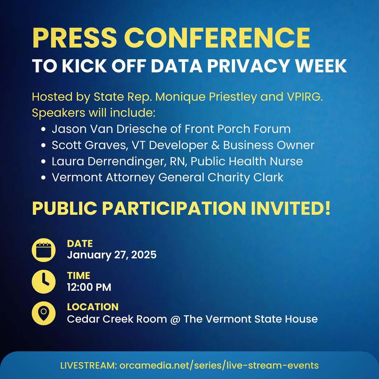 Press Conference - International Data Privacy Day LIVE 1/27/2025 at 12 ...