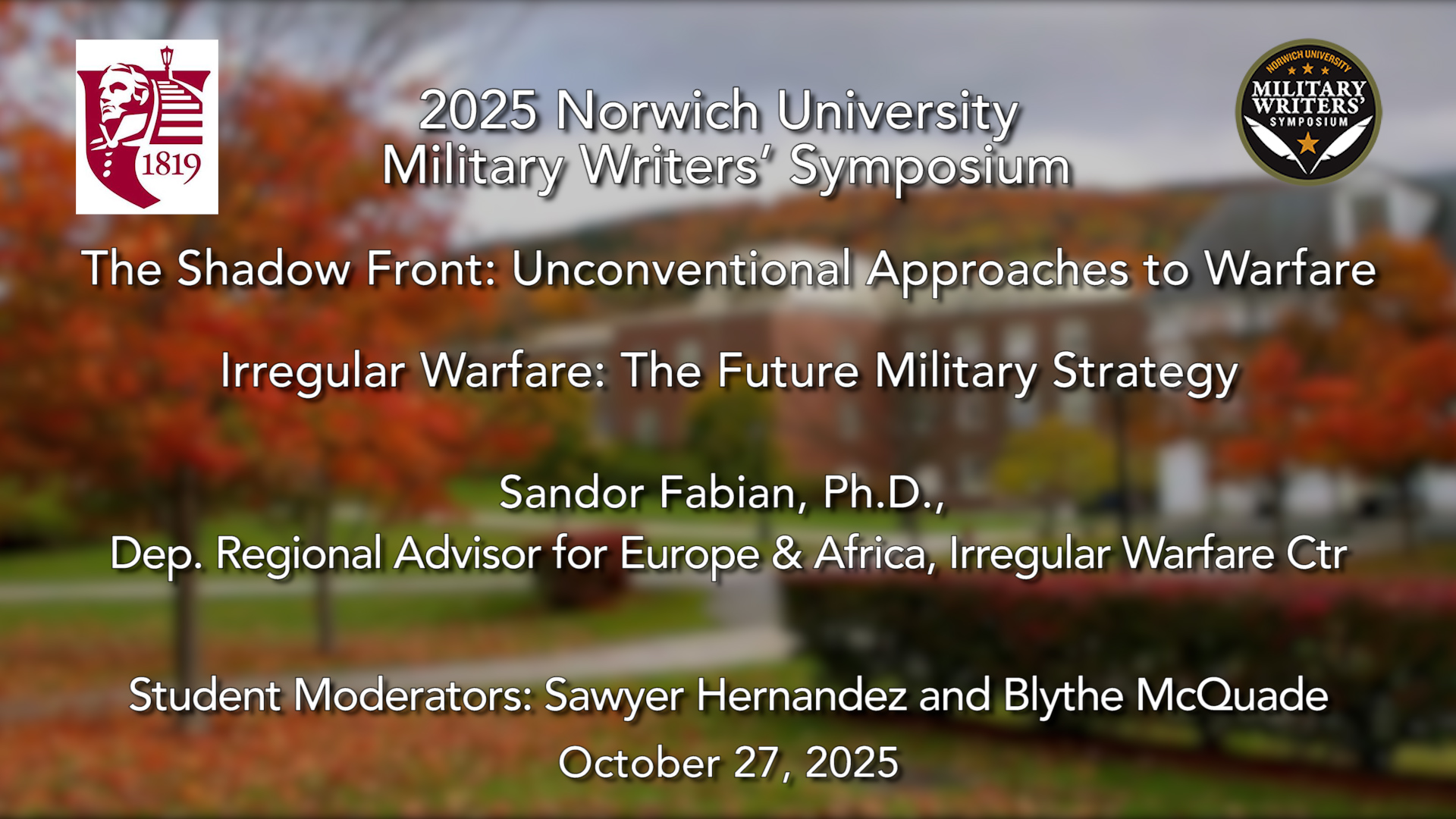 The Shadow Front: Unconventional Approaches to Warfare - Irregular ...