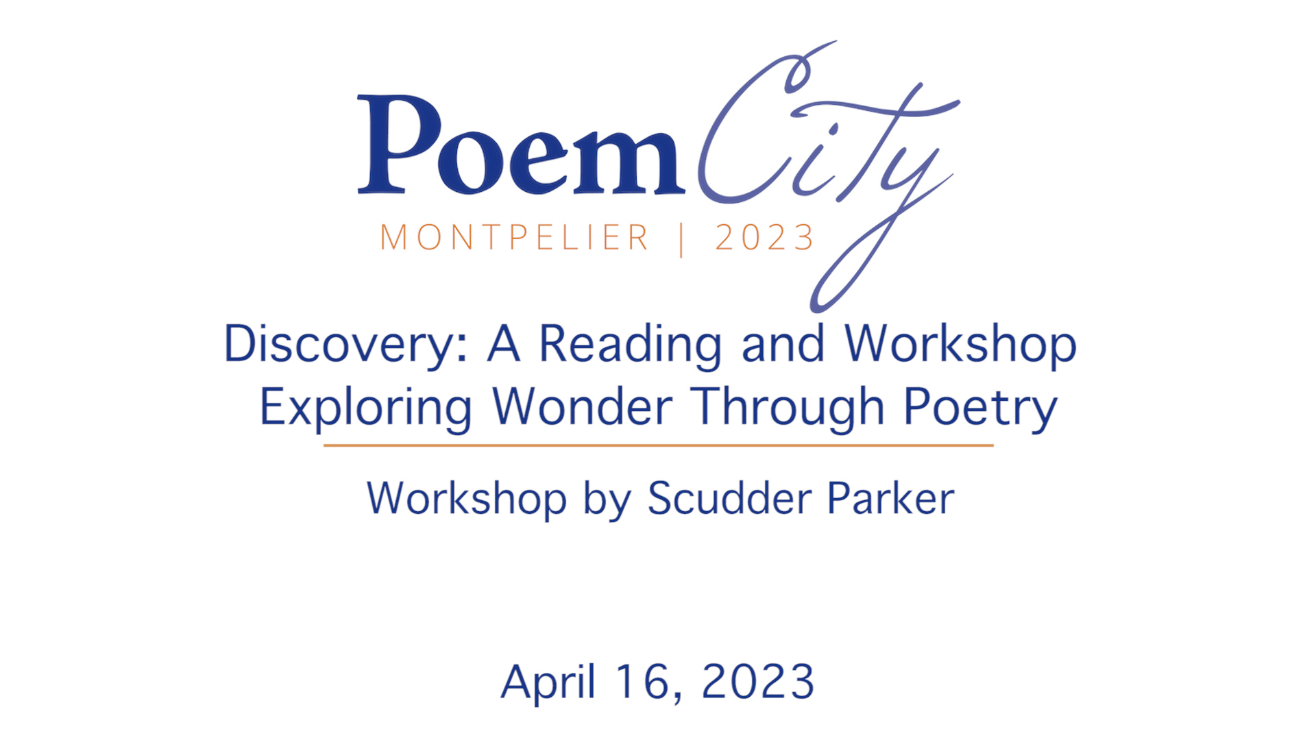 Discovery: A Reading and Workshop Exploring Wonder Through Poetry ...